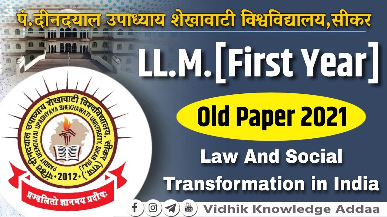 Law and Social Transformation In India Paper- 1st 2021 | PDUSU Sikar ...