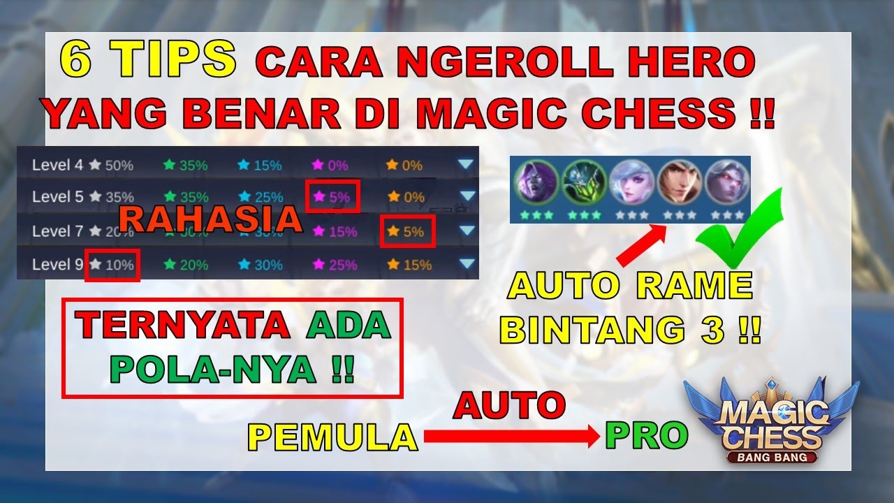 6 TIPS CARA NGEROLL DI MAGIC CHESS YANG BENAR !! TERNYATA ADA POLA NYA ...
