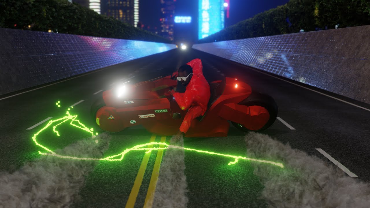 Kanye West does the iconic Akira bike slide - YouTube