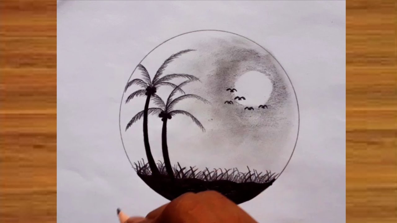 Easy circle scenery drawing ।। Circle drawing for beginners ।। Easy ...