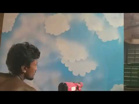 Badal 3D design wall paint #viral #painting #badal - YouTube