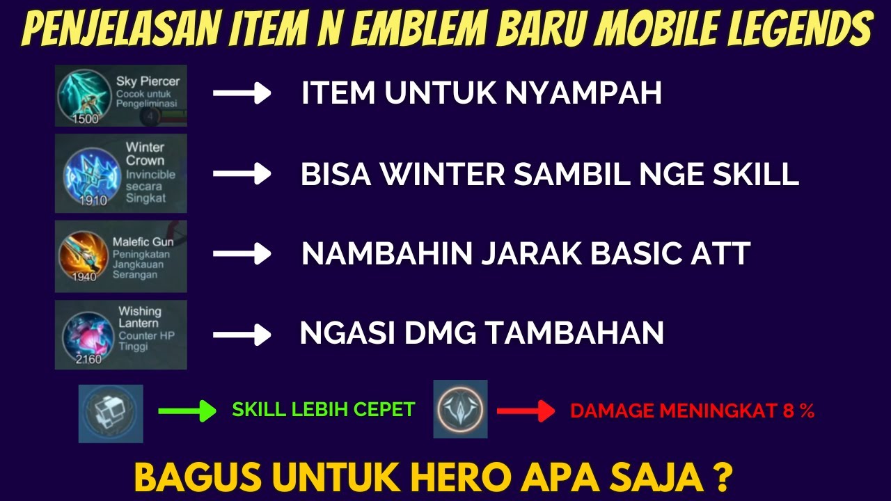 ITEM DAN EMBLEM BARU DI MOBILE LEGENDs SETELAH PATCH BESAR! SKY PIERCER ...
