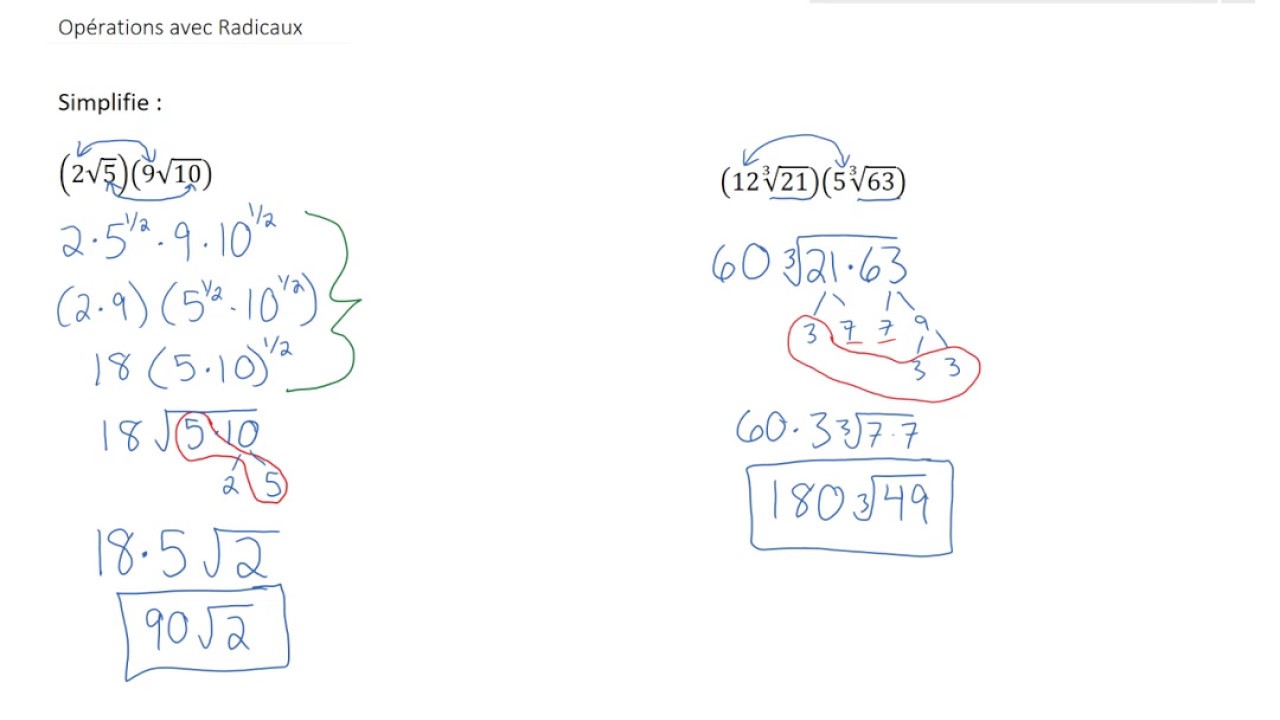 Opérations avec Radicaux - YouTube