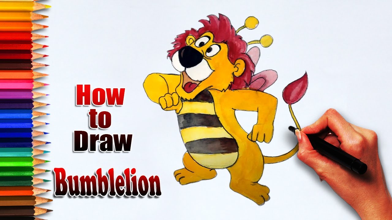 How to draw Bumblelion | Drawing learning | Lion drawing step by step ...