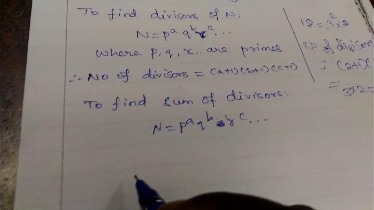 How to find number of divisors, sum and product of divisors formula - YouTube
