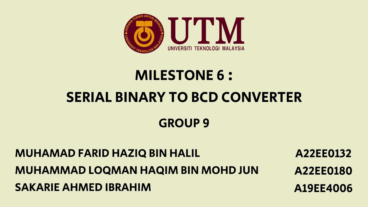 MILESTONE 6 : SERIAL BINARY TO BCD - YouTube