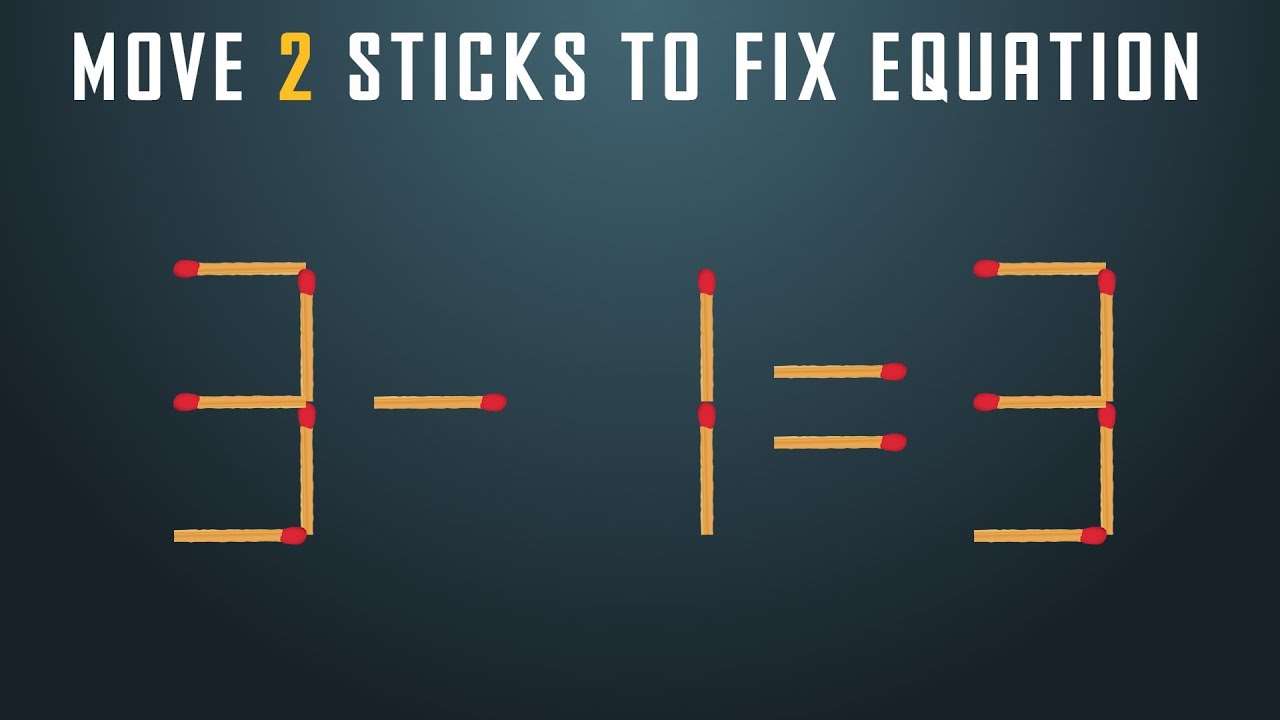Tricky Maths Matchstick Puzzles With Solutions. Matchstick Equation ...