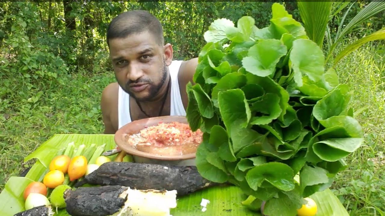 Grilled Cassava/ Chili Paste/ගොටු කොල / Food Eating Show [ASMR]… - YouTube