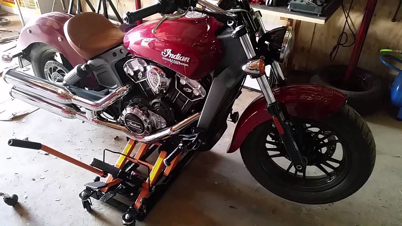 2015 Indian Scout - Scouting a New Bike Lift - Pro Lift Jack - YouTube