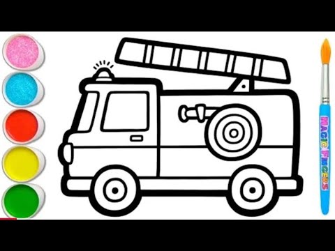 How to draw fire brigade step by step very easy drawing for beginners ...