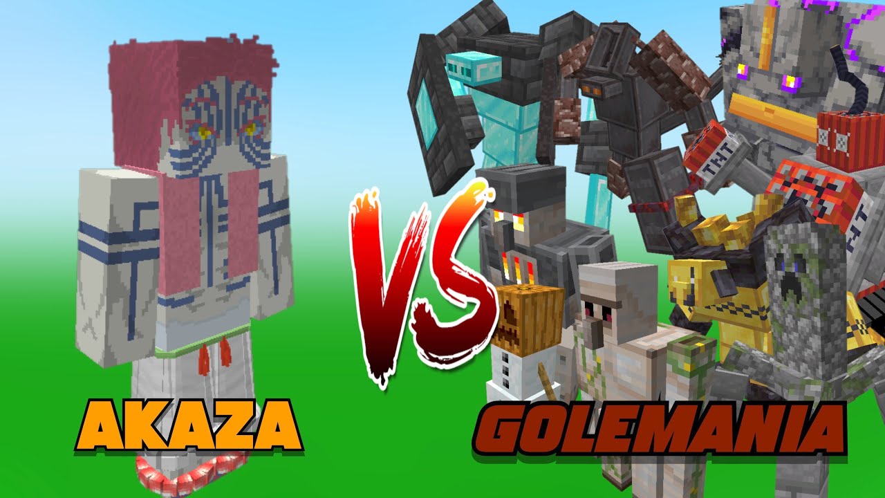 ماين كرافت|قتال الوحوش|Minecraft|Mobs Battle| Akaza VS Golemania - YouTube