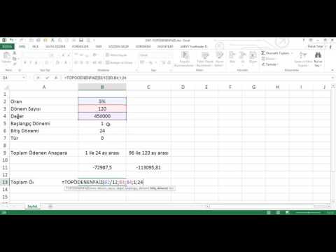 190 Finansal Fonksiyonlar TOPÖDENENFAİZ