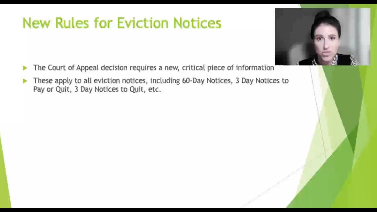 Landlord Tenant Law; Changes to Requirements for California Eviction ...