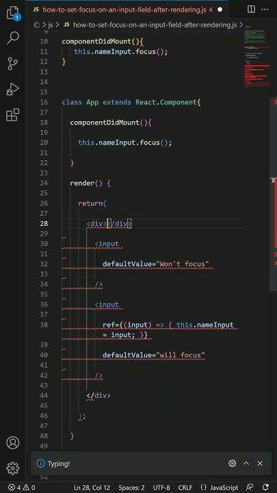 javascript - How to set focus on an input field after rendering? - YouTube