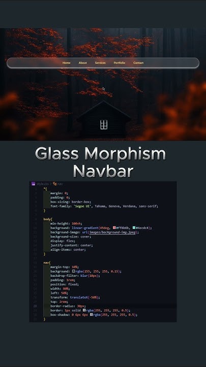 Glassmorphism Navbar Using Only CSS #navbar #glassmorphism #short #htmlcss #css3animation - YouTube