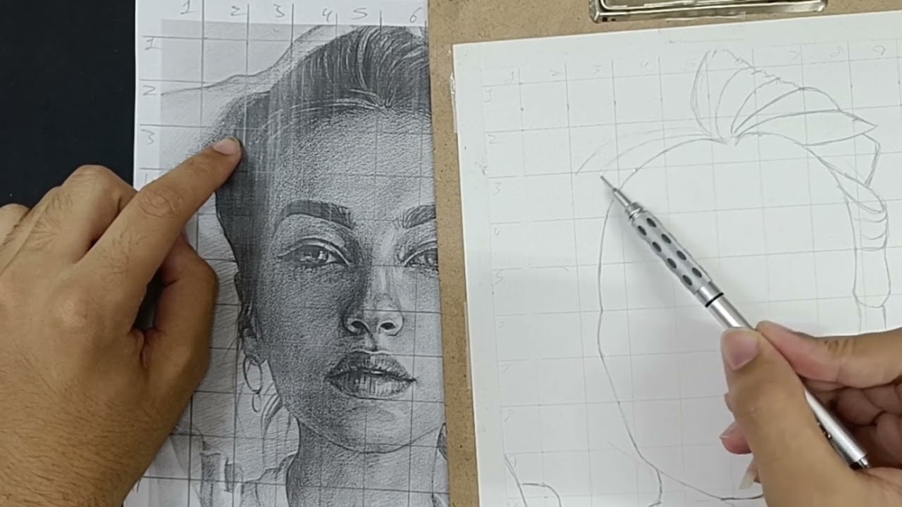 how to draw a girl using grid method // real time video part-2 - YouTube