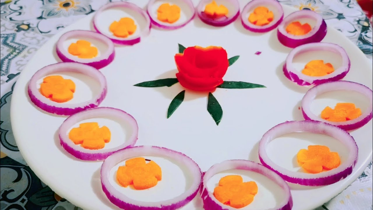Onion Plate Decoration // Onions Garnishing // carving / Easy plate ...