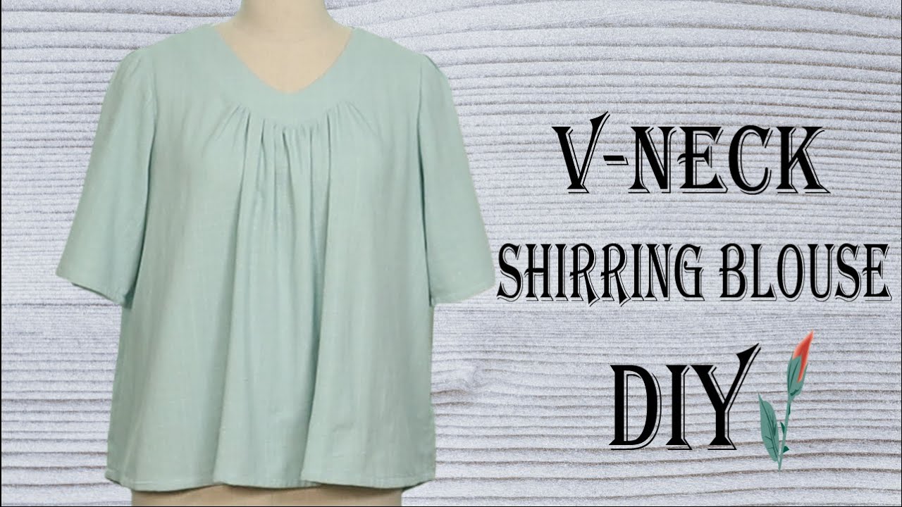 브이 넥 셔링 블라우스 패턴및 만드는 과정 입니다.It's a sewing process that makes a V-neck ...