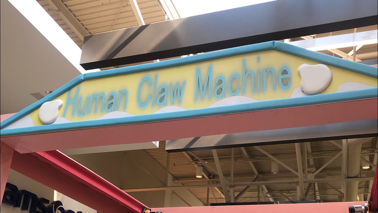 A Real Live Human Claw Machine at the Mall!!! Kids lay on the Sling and ...