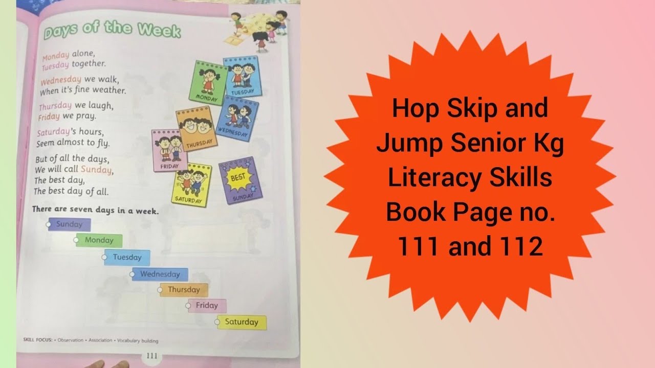 Hop Skip and Jump Senior Kg literacy skills book page no. 111 and 112 ...