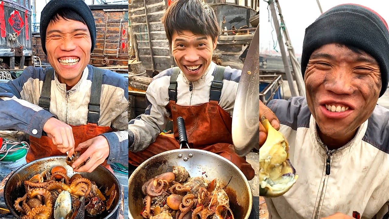 Fishermen Mukbang | chinese seafood Eating show Octopus,eat emoticons # ...