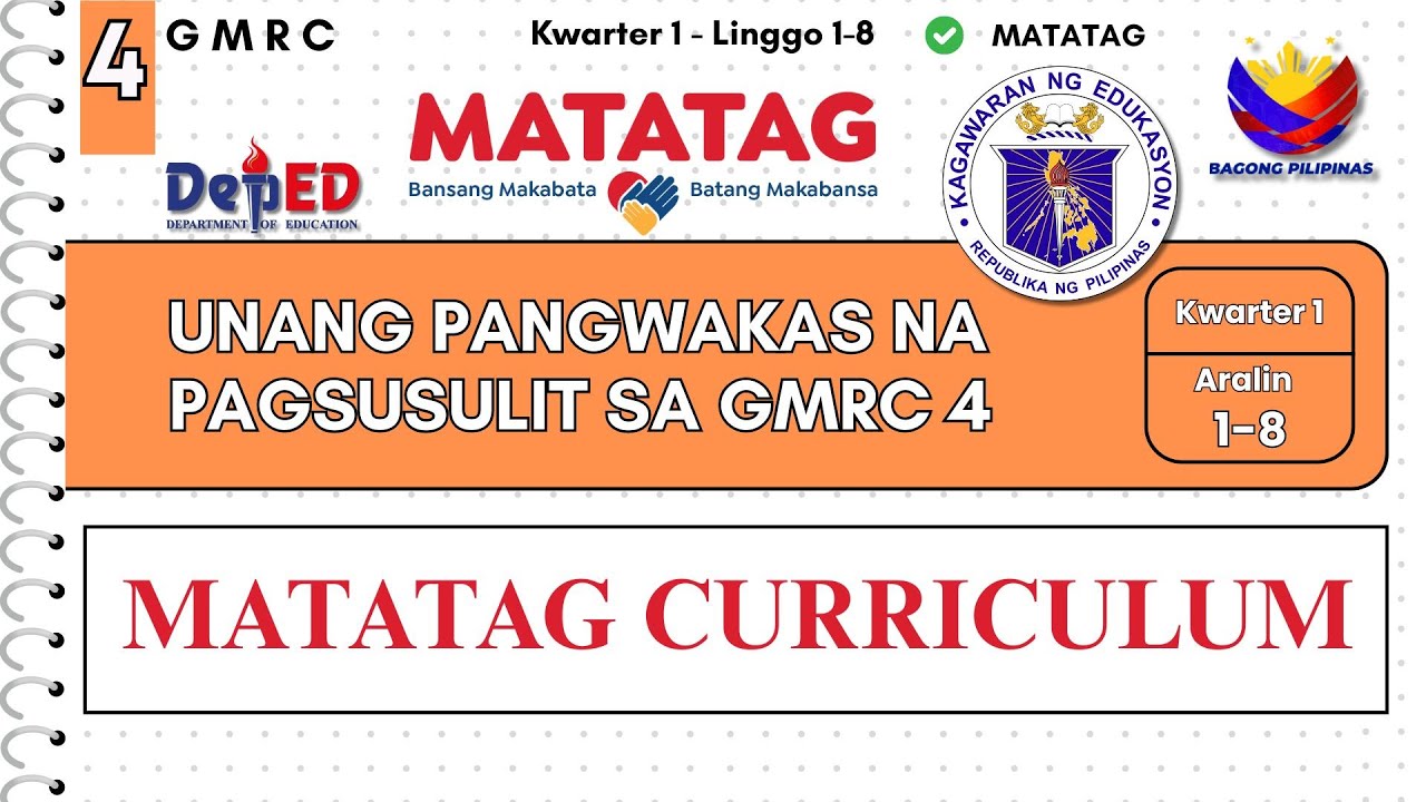 GMRC 4 QUARTER 1 SUMMATIVE TEST WITH ANSWER KEY #depedmatatag #gmrc4 # ...