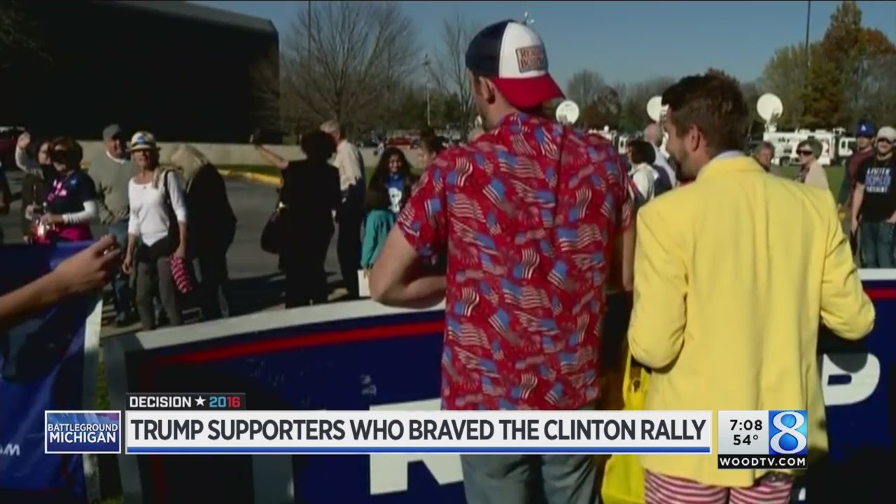 Trump supporters who braved the Clinton rally - YouTube