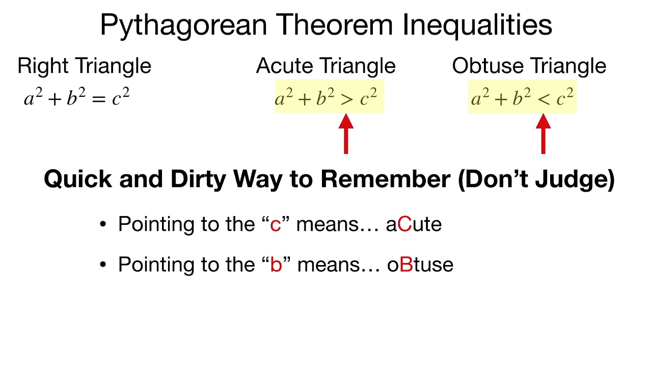 Quick Review: Pythagorean Theorem Inequalities - YouTube