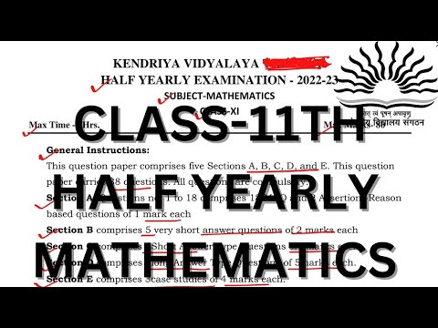 CLASS-11TH/MATHS/HALF YEARLY/TERM-1/QUESTION PAPER/SAMPLE PAPER #kvs # ...