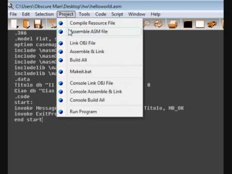 Hello World in MASM32 - YouTube