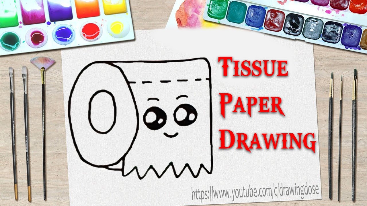 Tissue roll Drawing Easy | How to Draw Tissue Paper | Tissue Roll ...