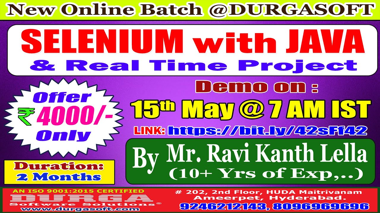 SELENIUM with JAVA Online Training @ DURGASOFT - YouTube