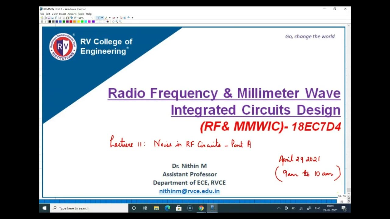 Lecture 11 Noise in RF Circuits Part A Sensitivity and Dynamic Range ...