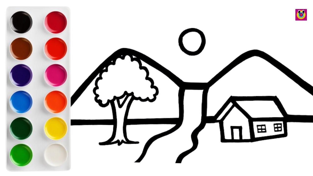 Easy Landscape Drawing, Painting and Coloring for Kids & Toddlers ...