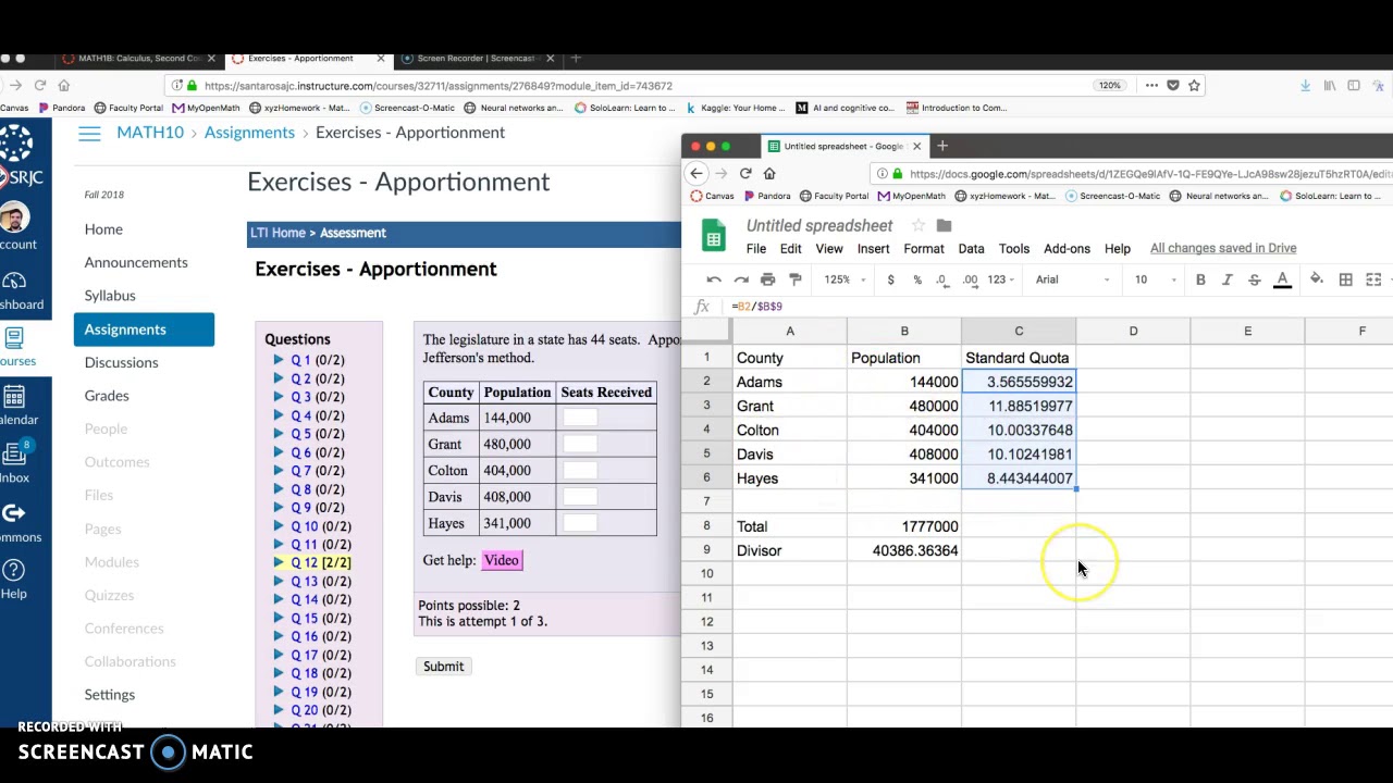 Modified Divisor Apportionment Using Spreadsheets - YouTube