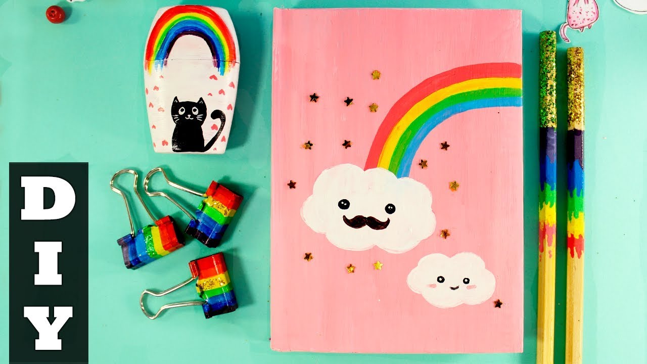 4 DIY Rainbow School Supplies || Back To School! - YouTube