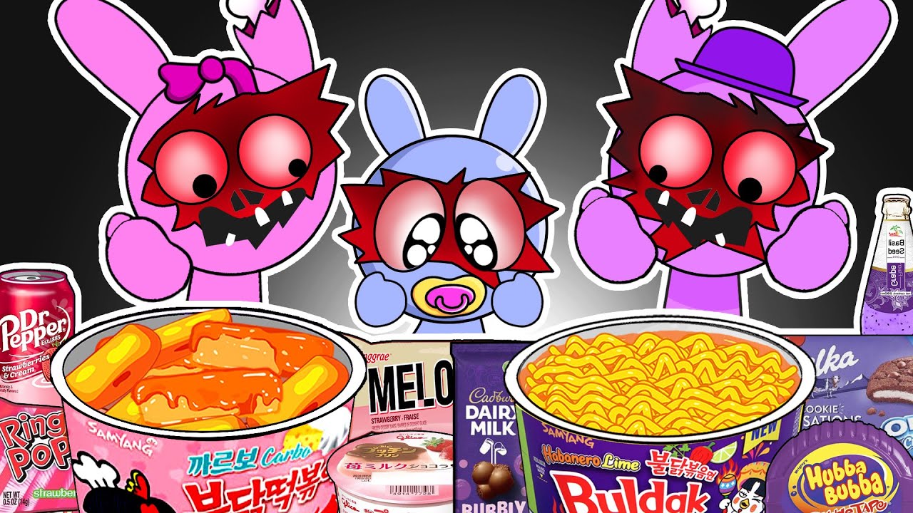 INCREDIBOX SPRUNKI - PINKI Horror Family Convenience Store Food Mukbang ...