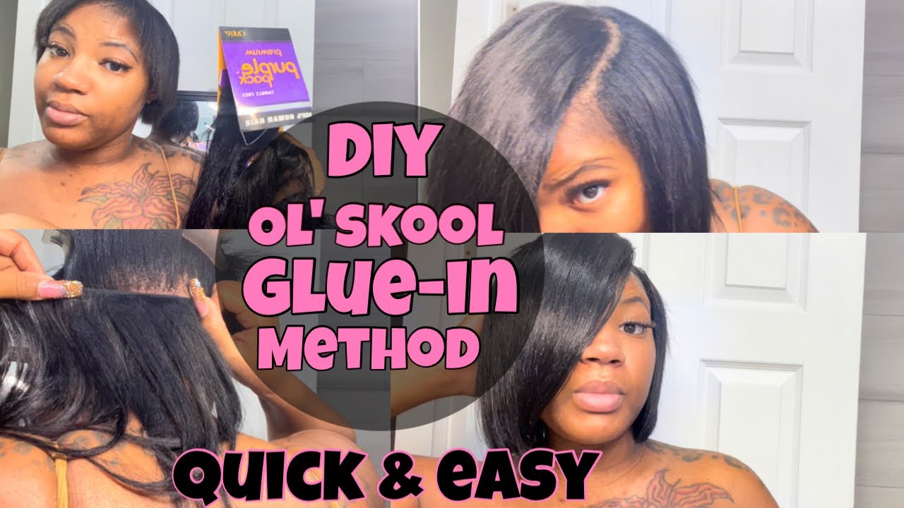 HOW-TO OL' SKOOL GLUE -IN WEAVE INSTALL | FT. OUTRE PURPLE PACK HAIR ...