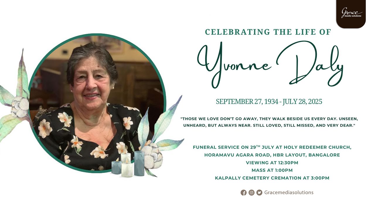 Celebrating the life of Yvonne Daly |July 29th 2025 @ 12:30 PM | Holy ...