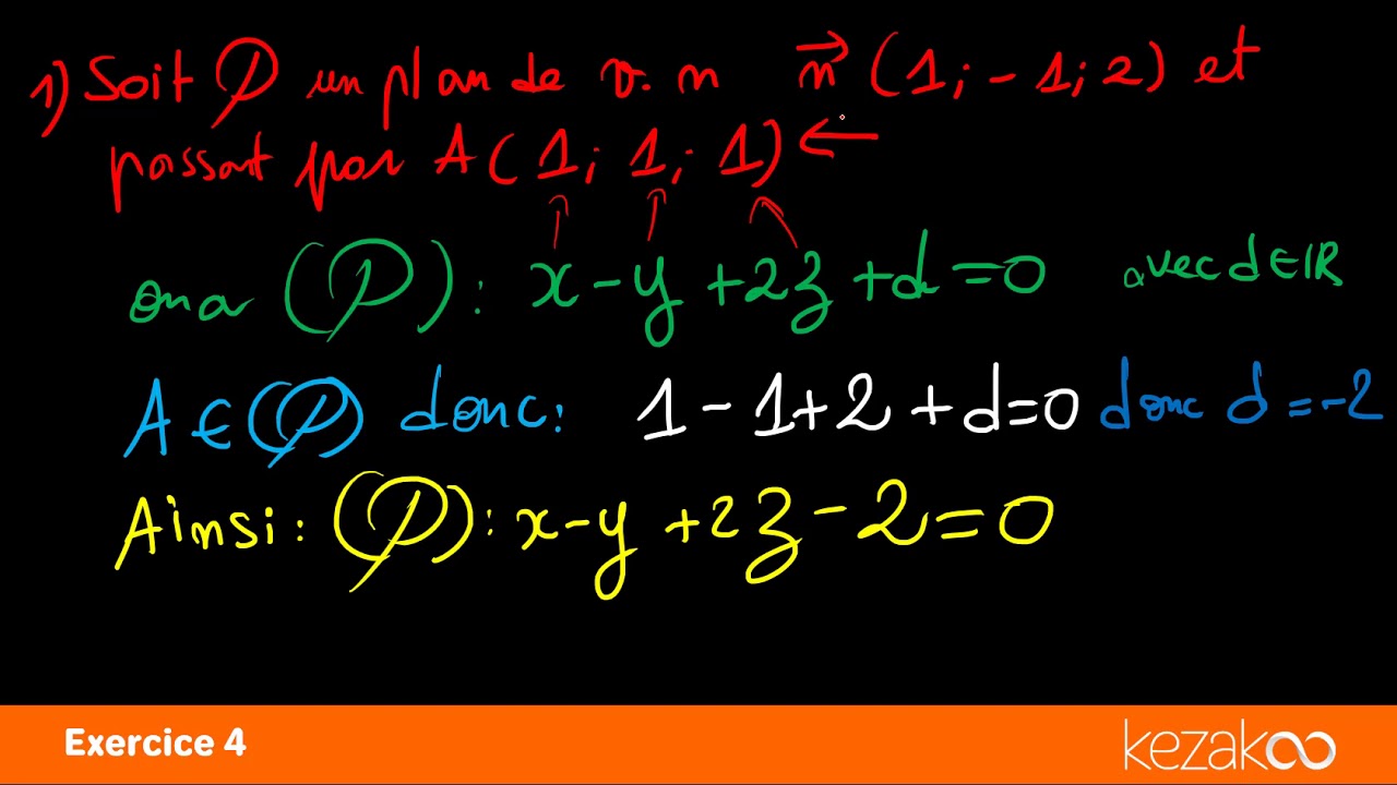 Géométrie dans l'espace BIOF : Exercice - Equation cartésienne d'un ...