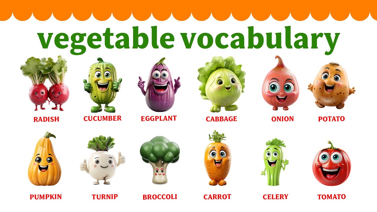 Vegetable Words in English With Fun Animations!🍅 #VegetablesInEnglish ...