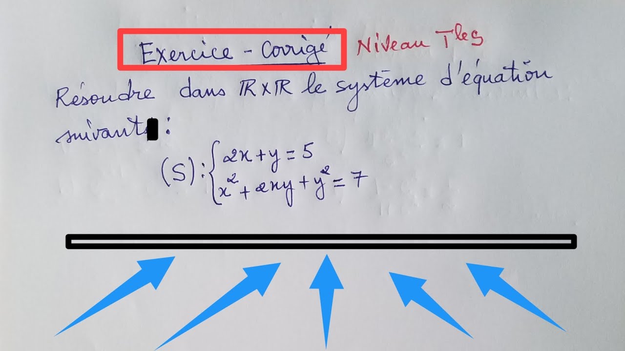 Résoudre dans IR × IR le système d'équation suivant. - YouTube