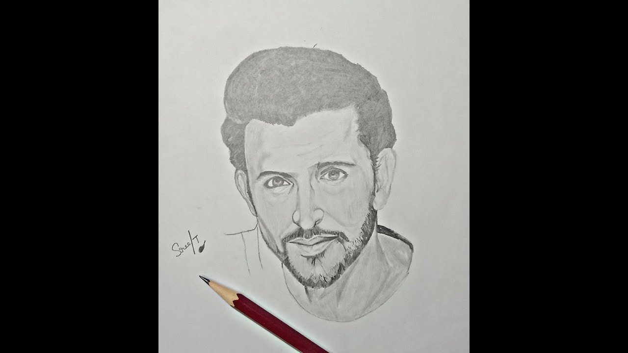 Hrithik Roshan pencil sketch || Drawing Hrithik Roshan || - YouTube