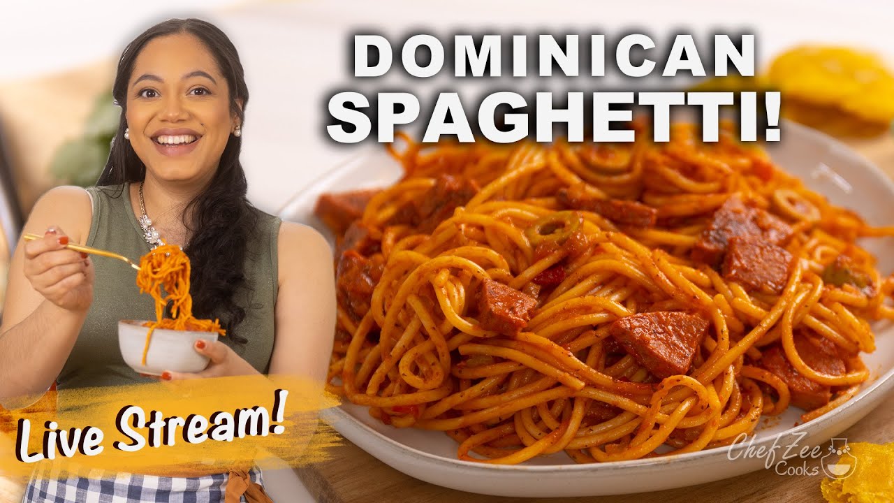 Dominican Spaghetti | Cook with Me LIVE | Dominican Recipes | Chef Zee ...