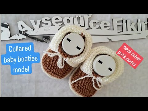 Yakalı 2 Şiş örgü, bebek patik yapımı Collared baby booties model #crochet #knitting