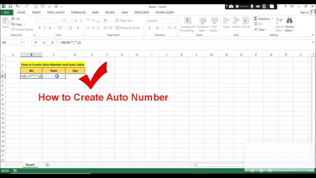 Learning Excel : How to Create Auto Number and Auto Table - YouTube