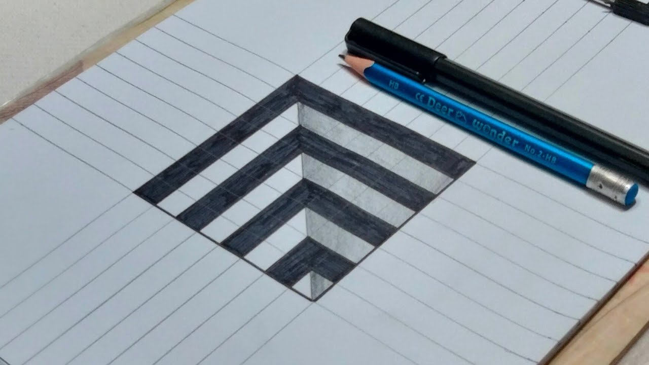 How to draw an optical illusion drawing | 3d drawing tutorial - YouTube