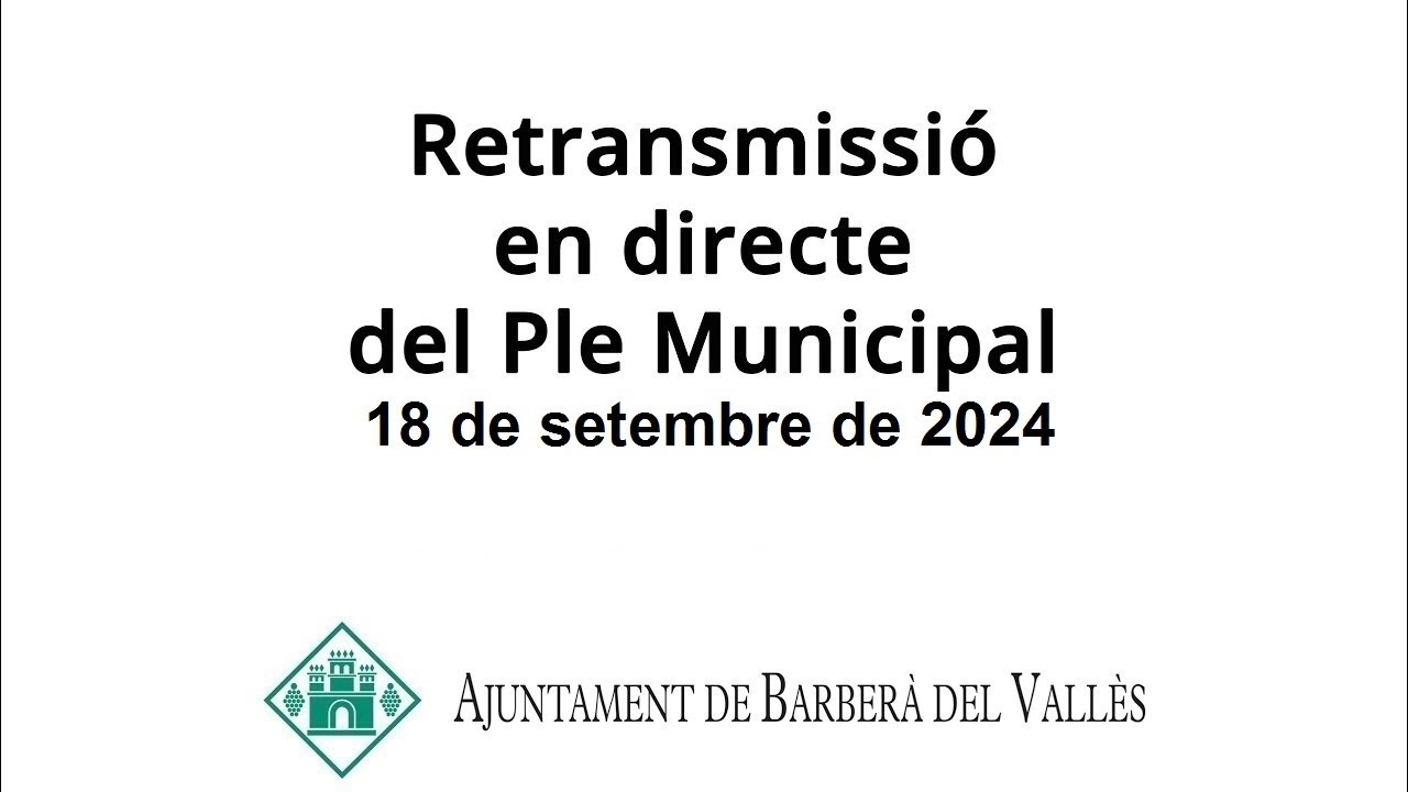 Ple Municipal Ordinari Setembre 2024 - YouTube
