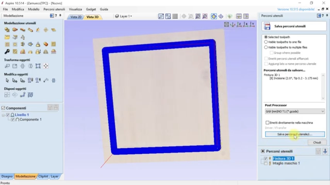 VECTRIC ASPIRE TUTORIAL CORNICI - YouTube