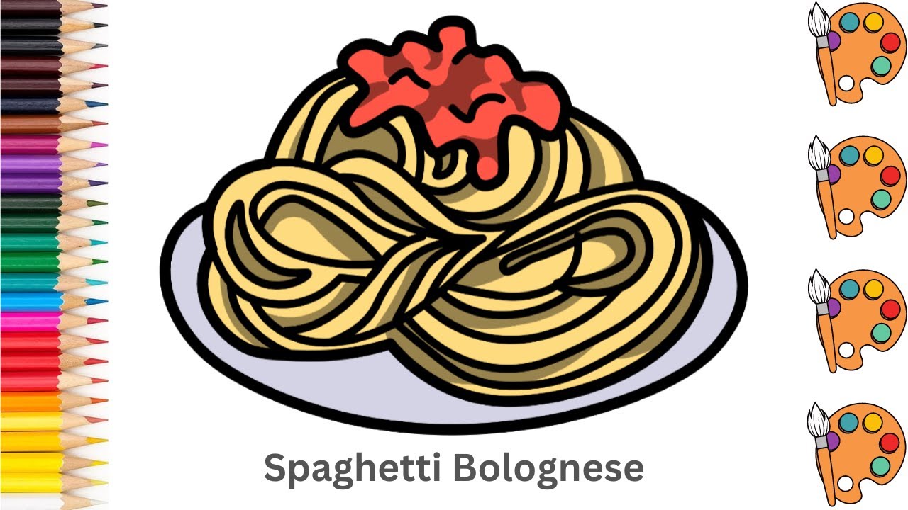 Spaghetti Bolognese - Sketch Art and Paint | Step by step tutorial ...